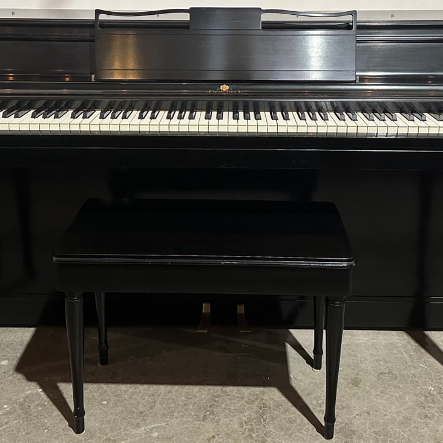 Wurlitzer 1962 Ebony Satin Spinet | Farley's House of Pianos | Madison, WI